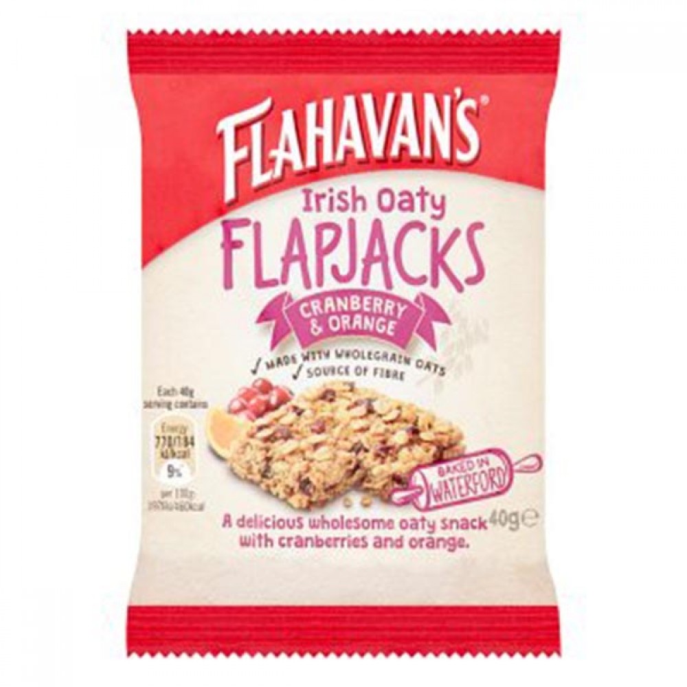 Flahavan's Cranberry & Orange Flapjacks 24 x 40g - Planet Candy Online Sweet Shop